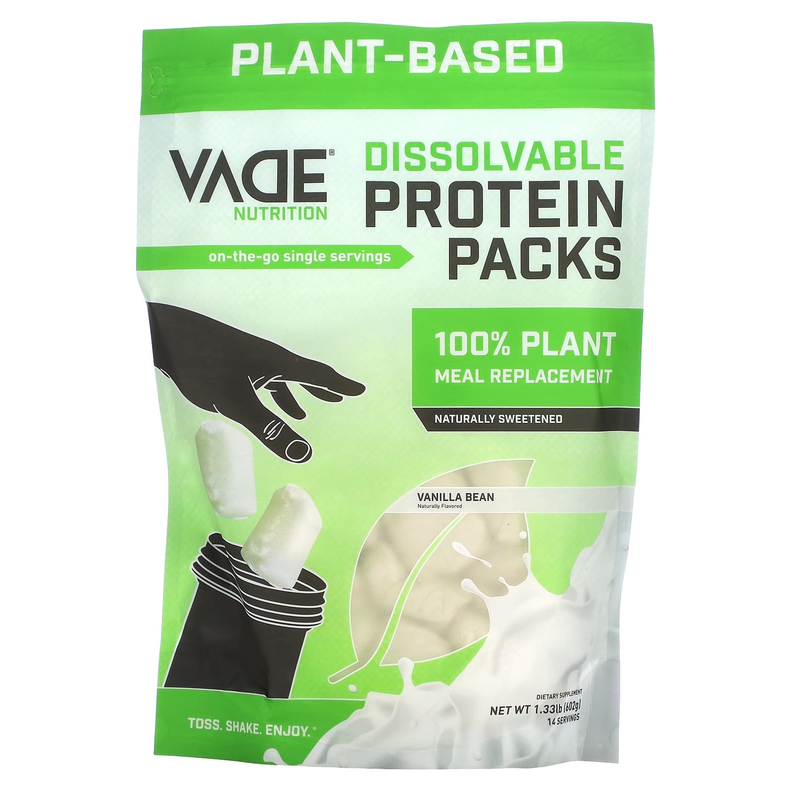 Vade Nutrition, Dissolvable Protein Packs, 100% Plant Meal Replacement ...
