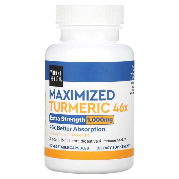 Vibrant Health, Maximized Turmeric 46x, Extra Strength, 500 mg, 60 ...