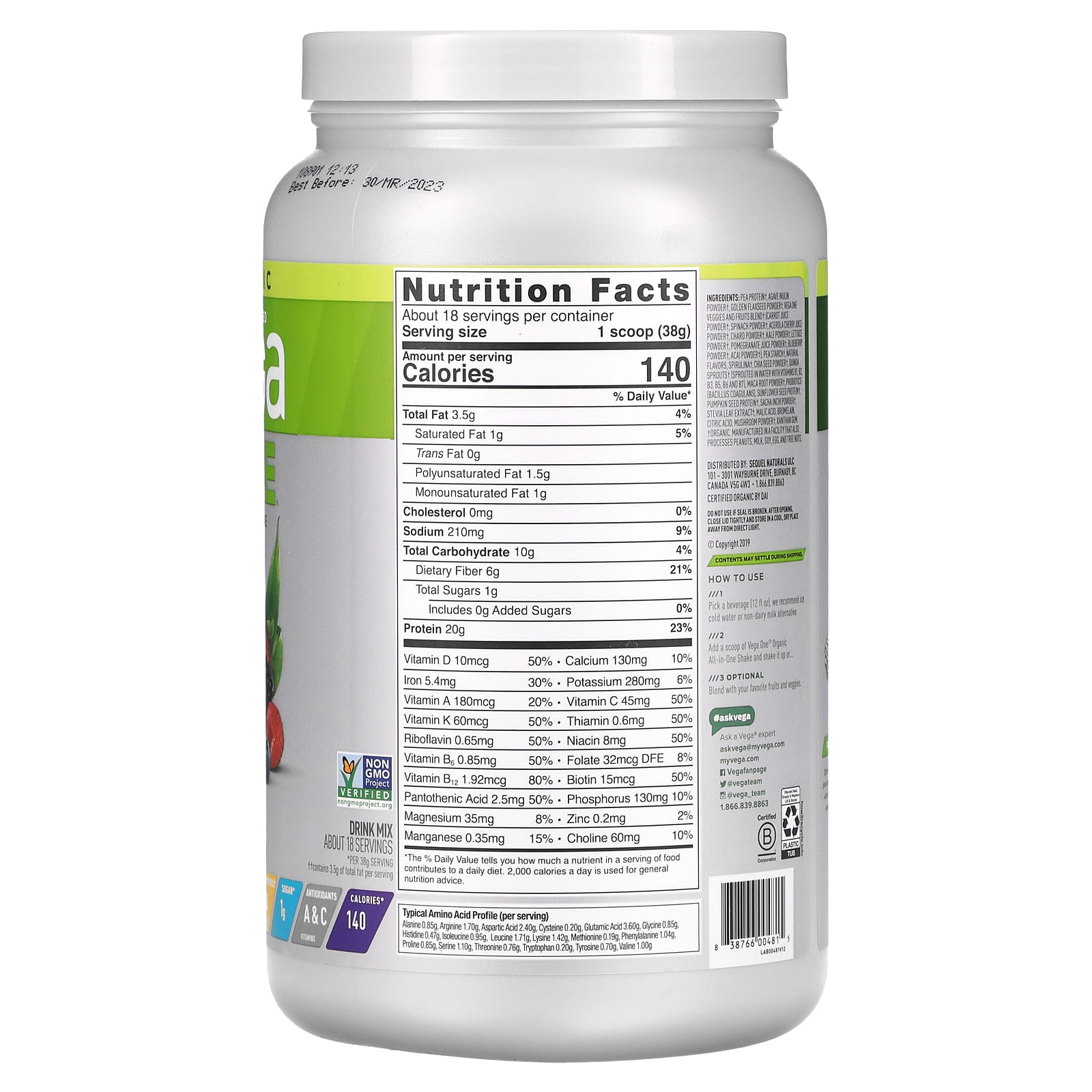 Vega One Vanilla Nutrition Facts | Besto Blog