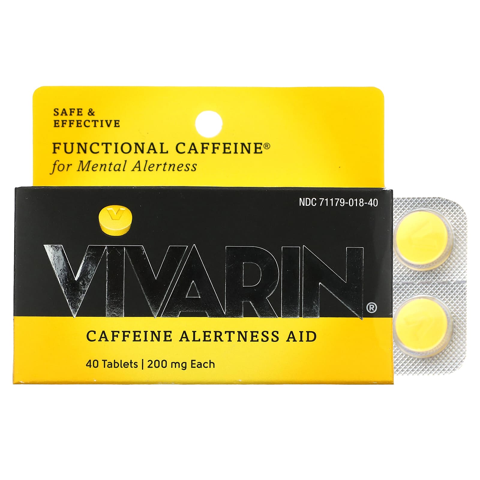 Vivarin, カフェインアラートネスエイド、200mg、タブレット40粒