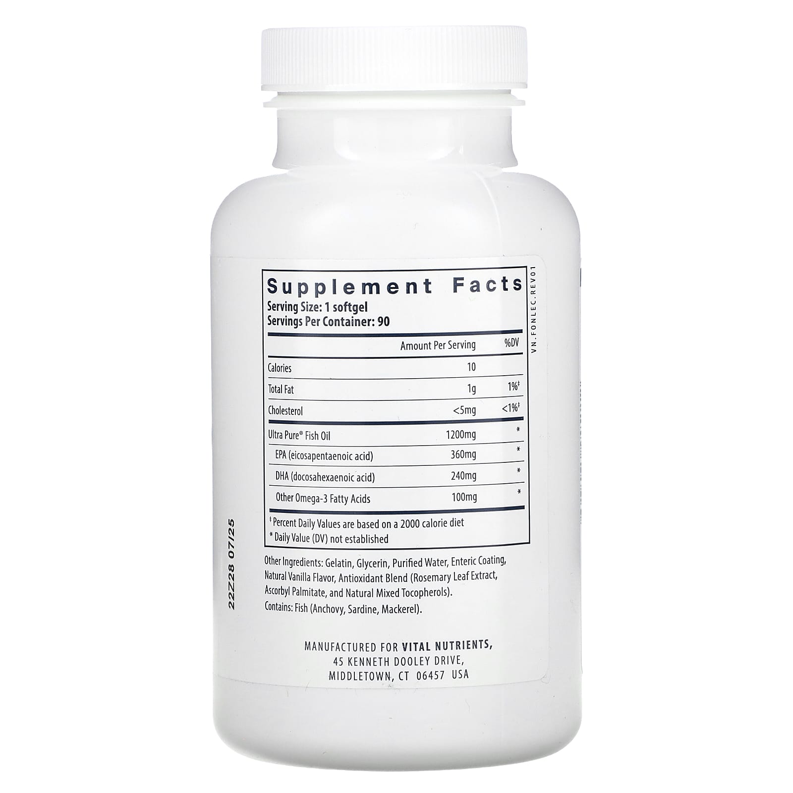 Vital Nutrients, Ultra Pure, Fish Oil 700 Enteric, 90 Enteric Coated ...