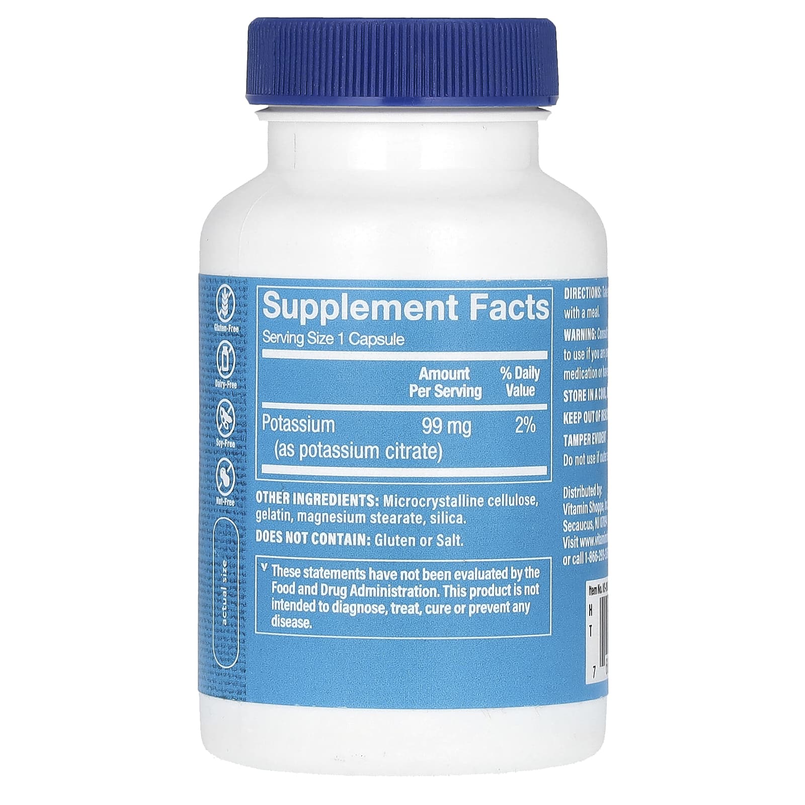 The Vitamin Shoppe, Potassium Citrate , 99 mg, 100 Capsules