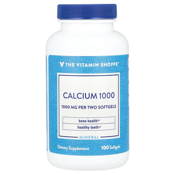 The Vitamin Shoppe, Calcium 1000, 1,000 mg, 100 Softgels (500 mg per ...