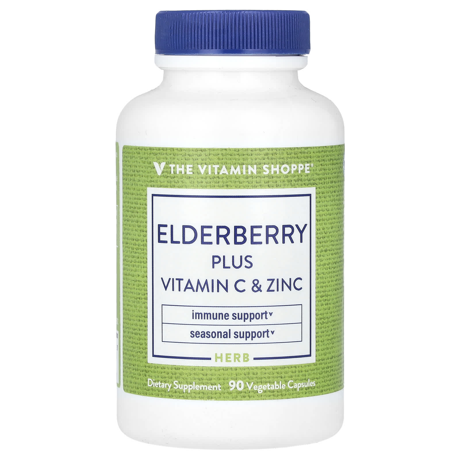 The Vitamin Shoppe, Elderberry Plus Vitamin C & Zinc, 90 Vegetable Capsules