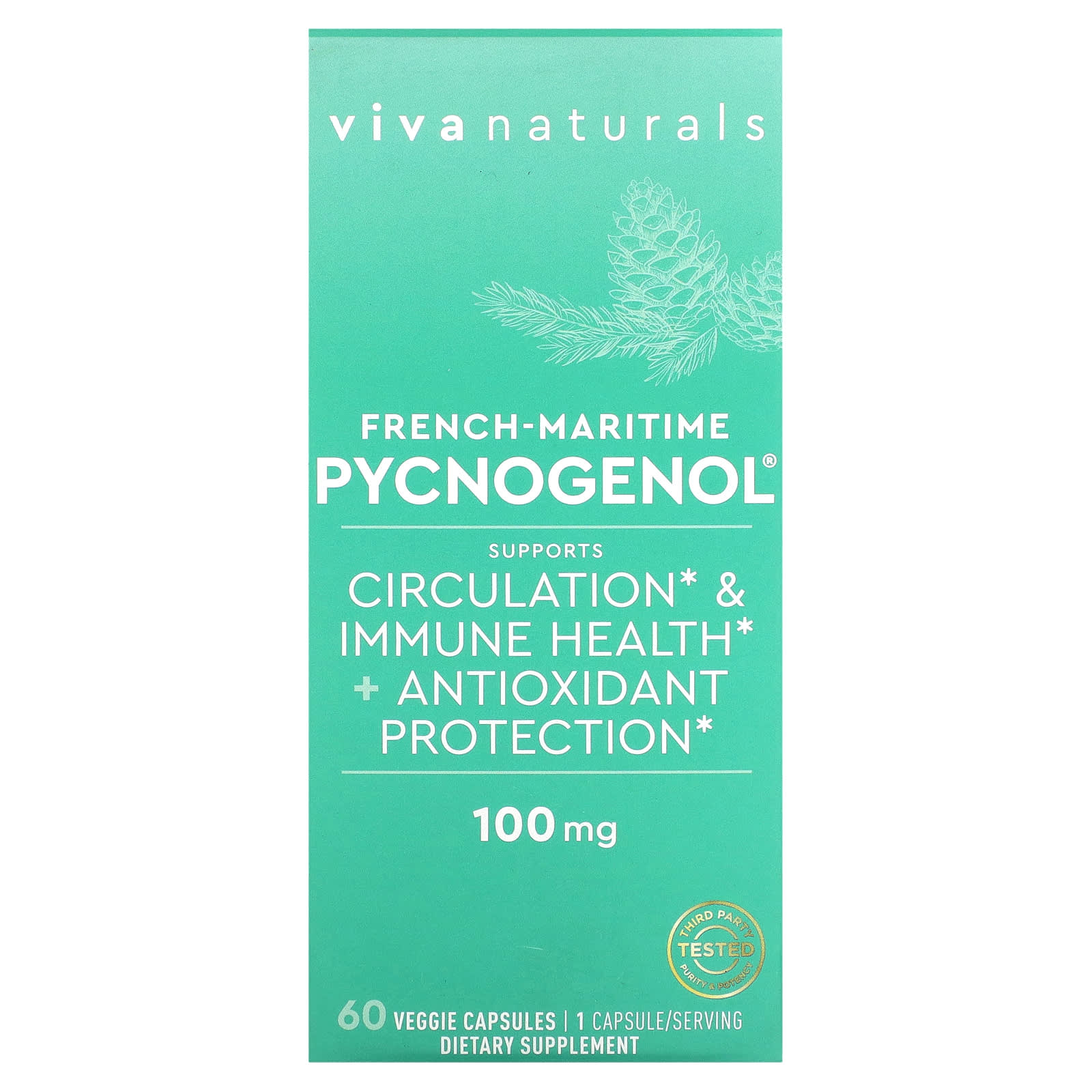 Viva Naturals, French-Maritime Pycnogenol, 100 mg, 60 Veggie Capsules