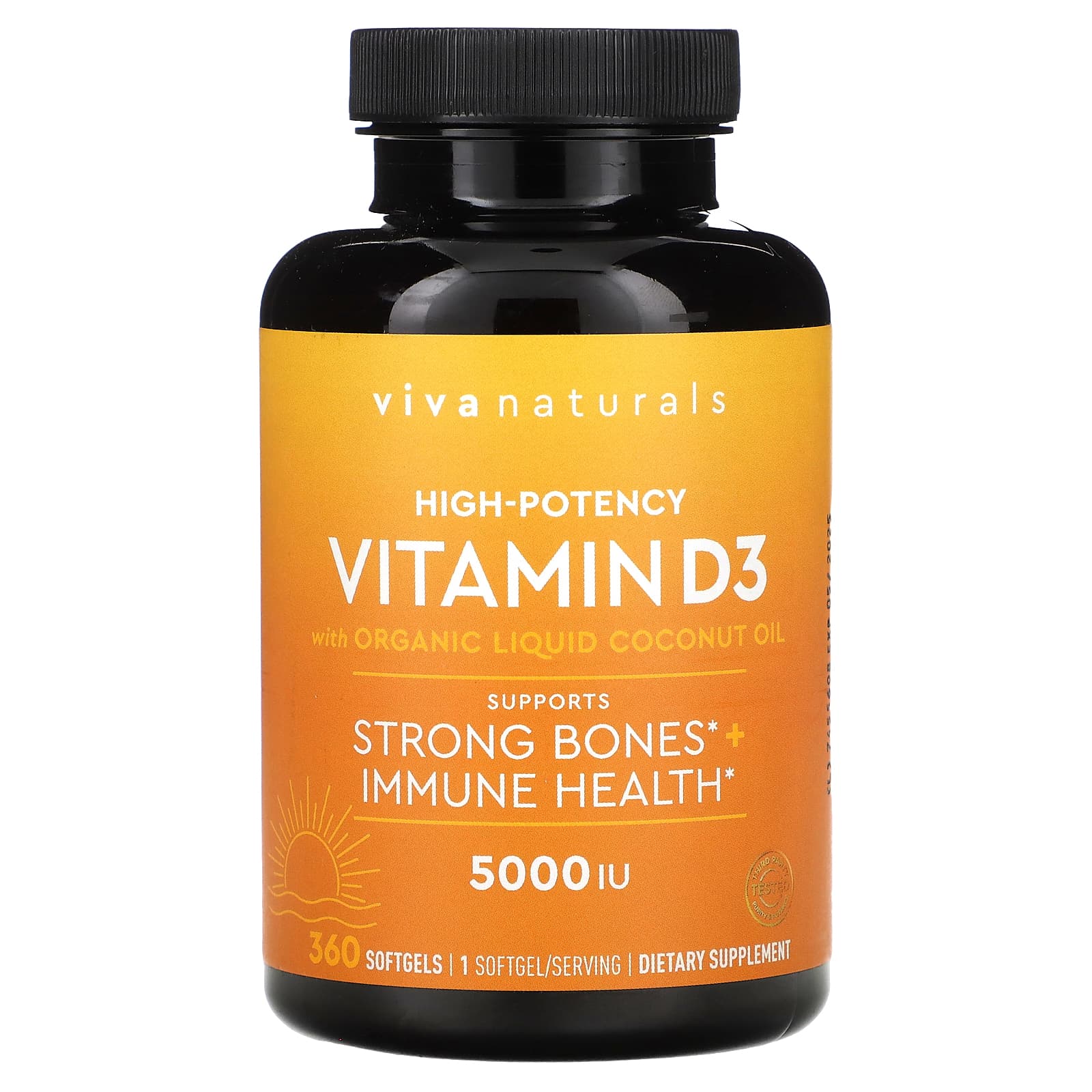 Viva Naturals, Vitamin D3 with Organic Liquid Coconut Oil, High-Potency ...