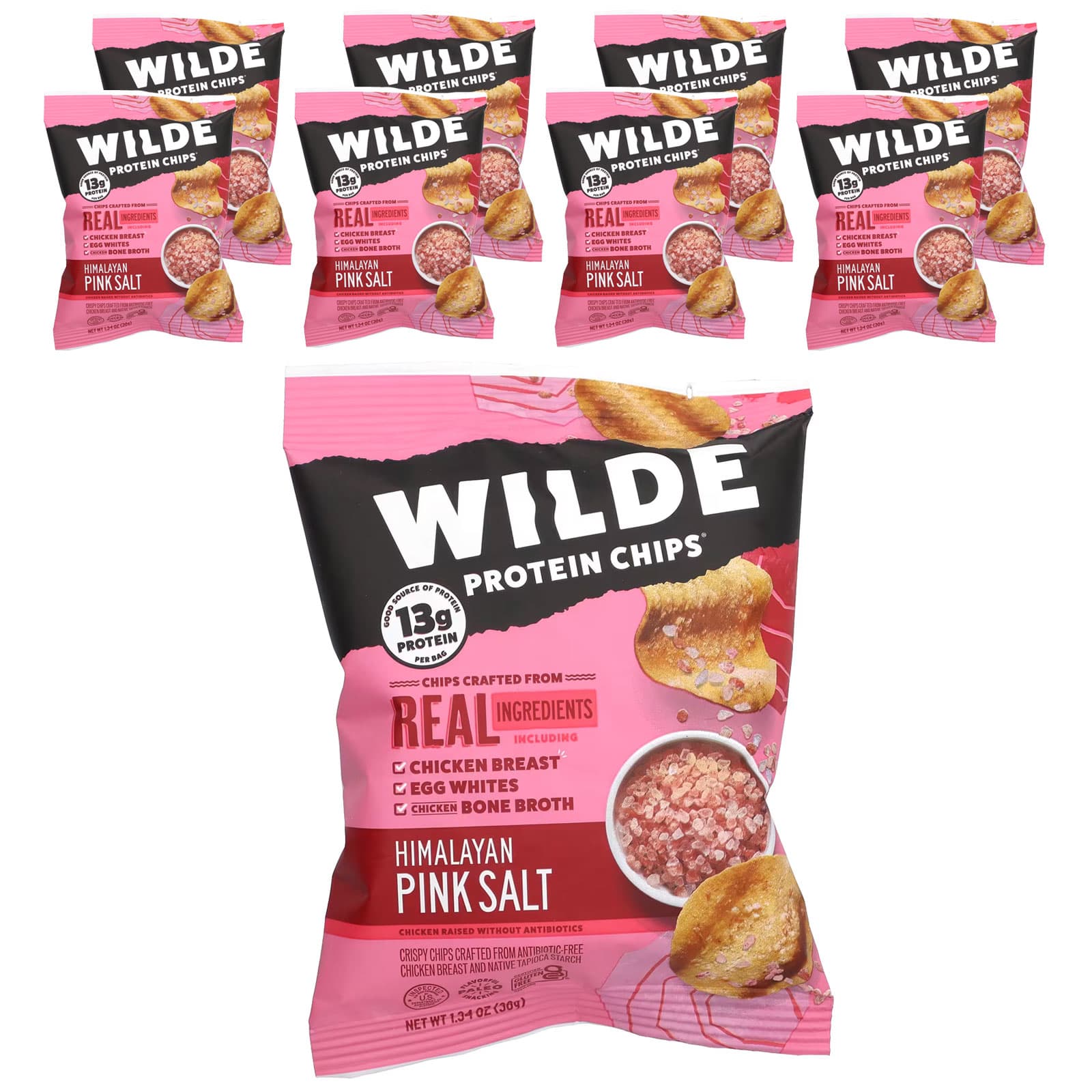 Wilde Brands, Protein Chips, Himalayan Pink Salt, 8 Bags, 1.34 oz (38 g ...