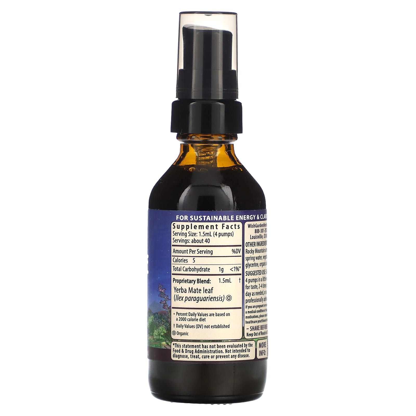 WishGarden Herbs, Yerba Mate, 2 fl oz (59 ml)