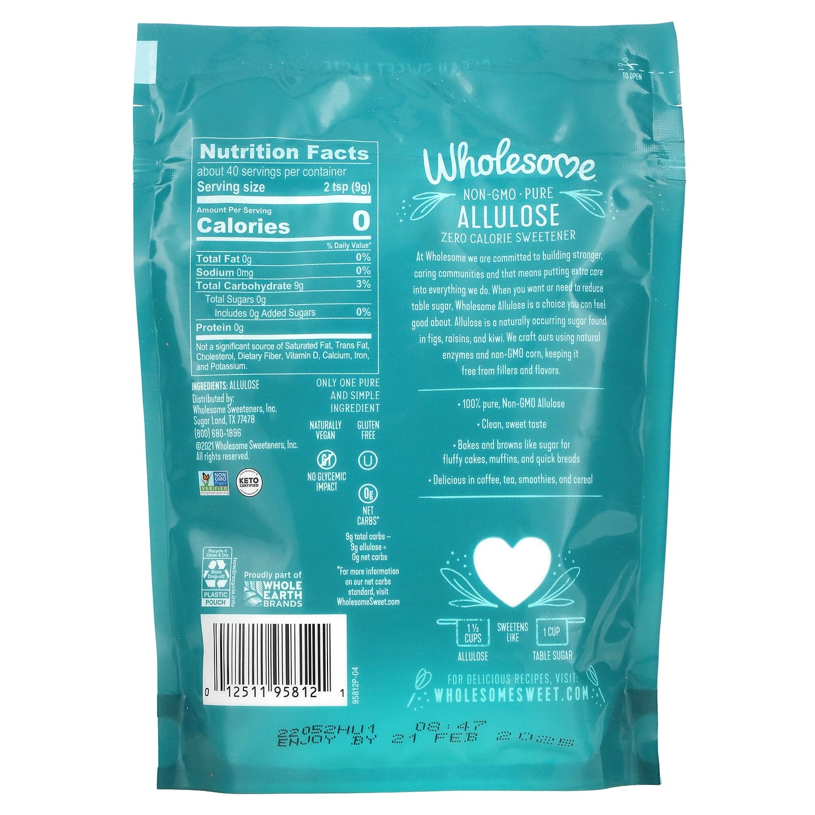 Wholesome Sweeteners Alulosa Endulzante Con Cero Calor as 340 G 12 Oz Wholesome Sweeteners Alulosa Endulzante Con Cero Calor as 340 G 12 Oz