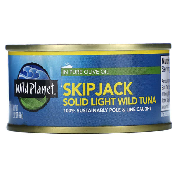 Wild Planet, SkipJack Solid Light Wild Tuna in Pure Olive Oil, 2.82 oz ...