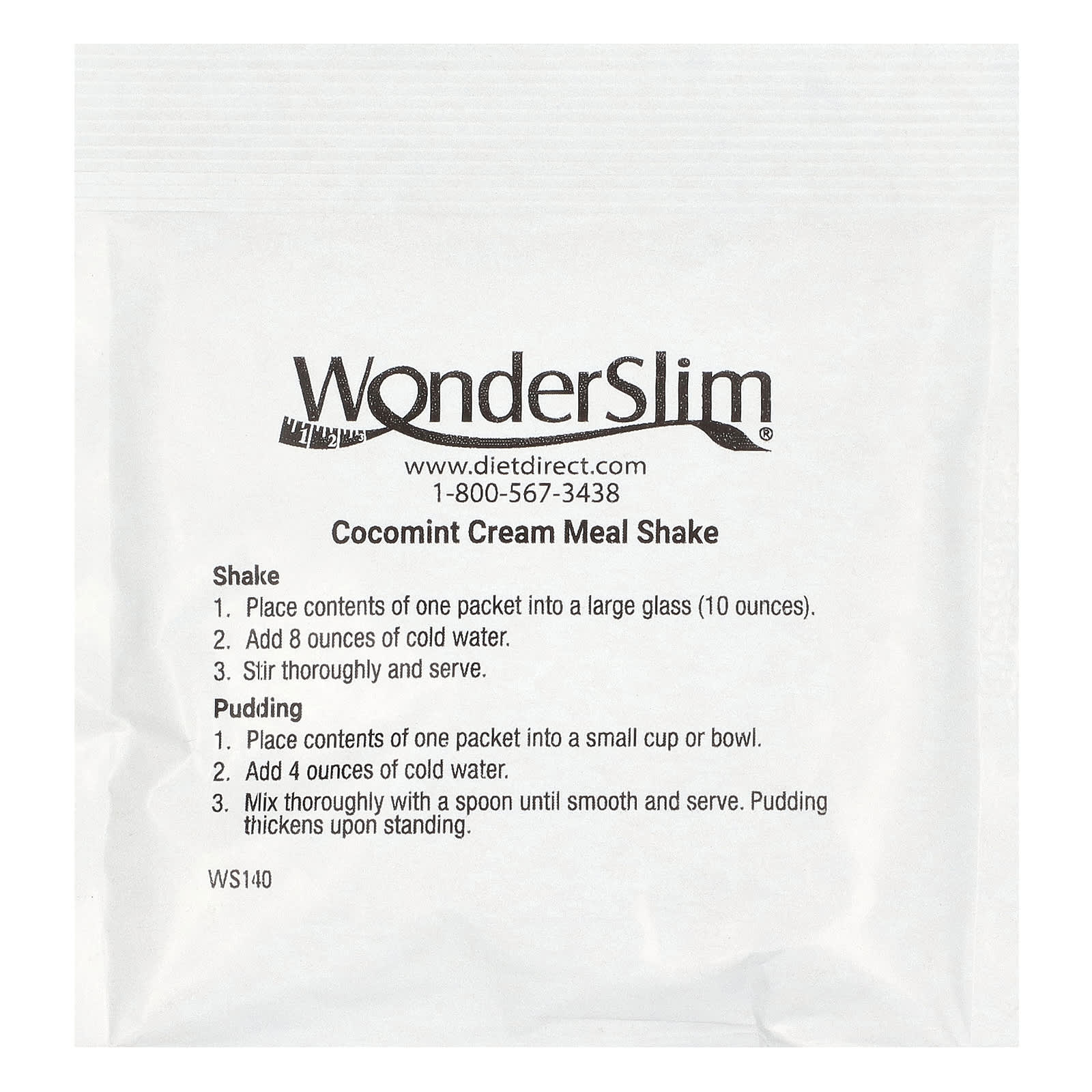 WonderSlim, Meal Shake, Cocomint Cream, 7 Packets, 28 g Each