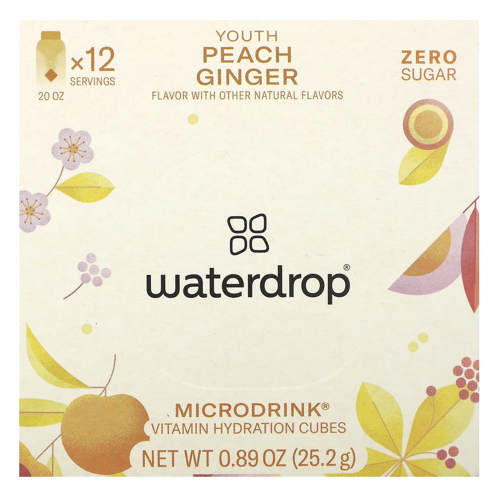 Waterdrop, Microdrink, Vitamin Hydration Cubes, Youth, Peach Ginger, 12 ...