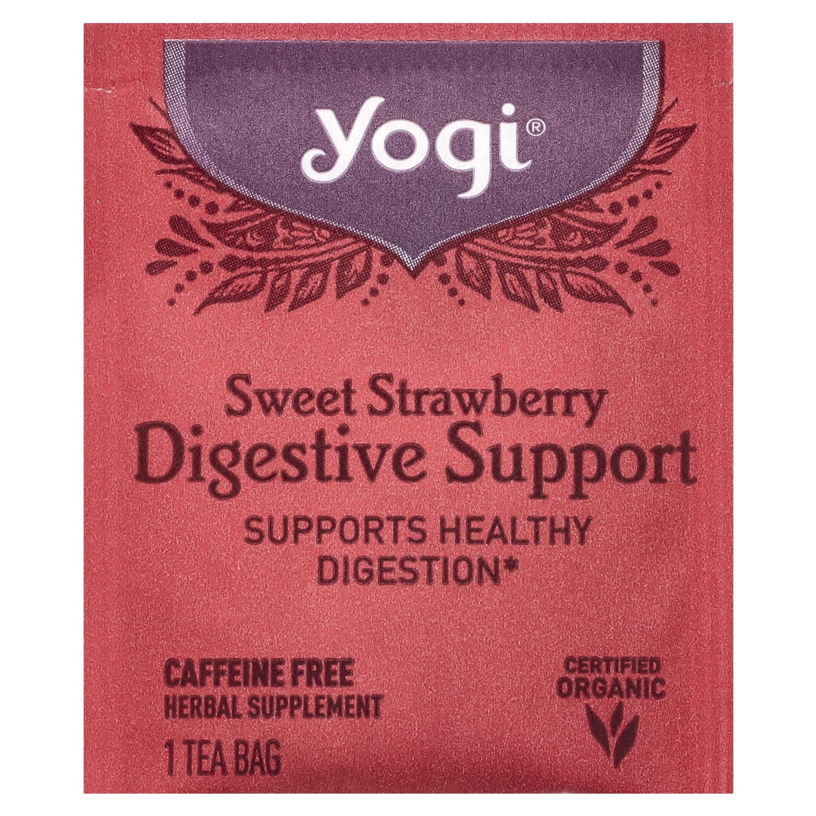 Yogi Tea, 消化サポート、スイートストロベリー、カフェインフリー、ティーバッグ16袋、32g（1.12オンス）