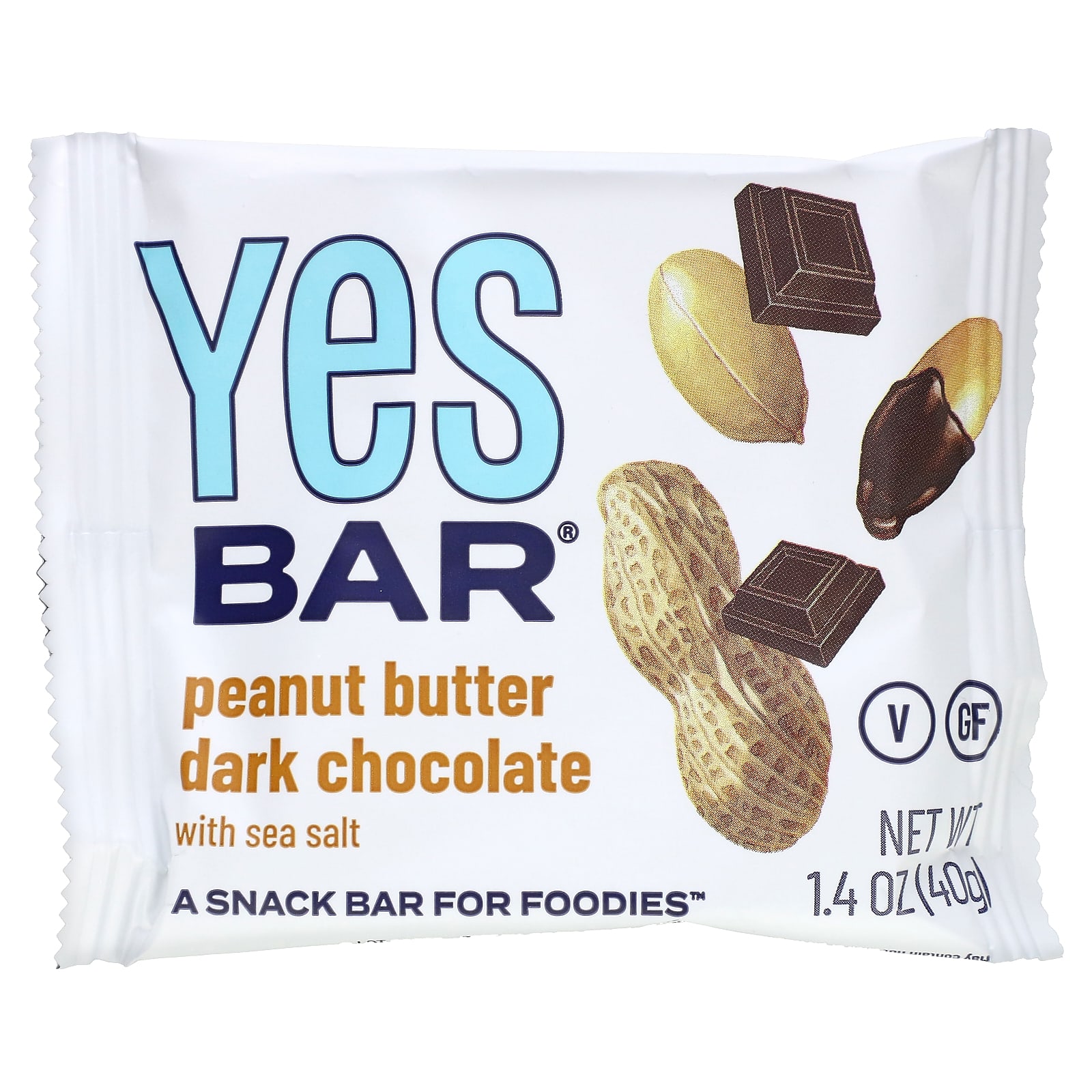 Yes Bar, Snack Bar, Peanut Butter Dark Chocolate with Sea Salt, 6 Bars ...