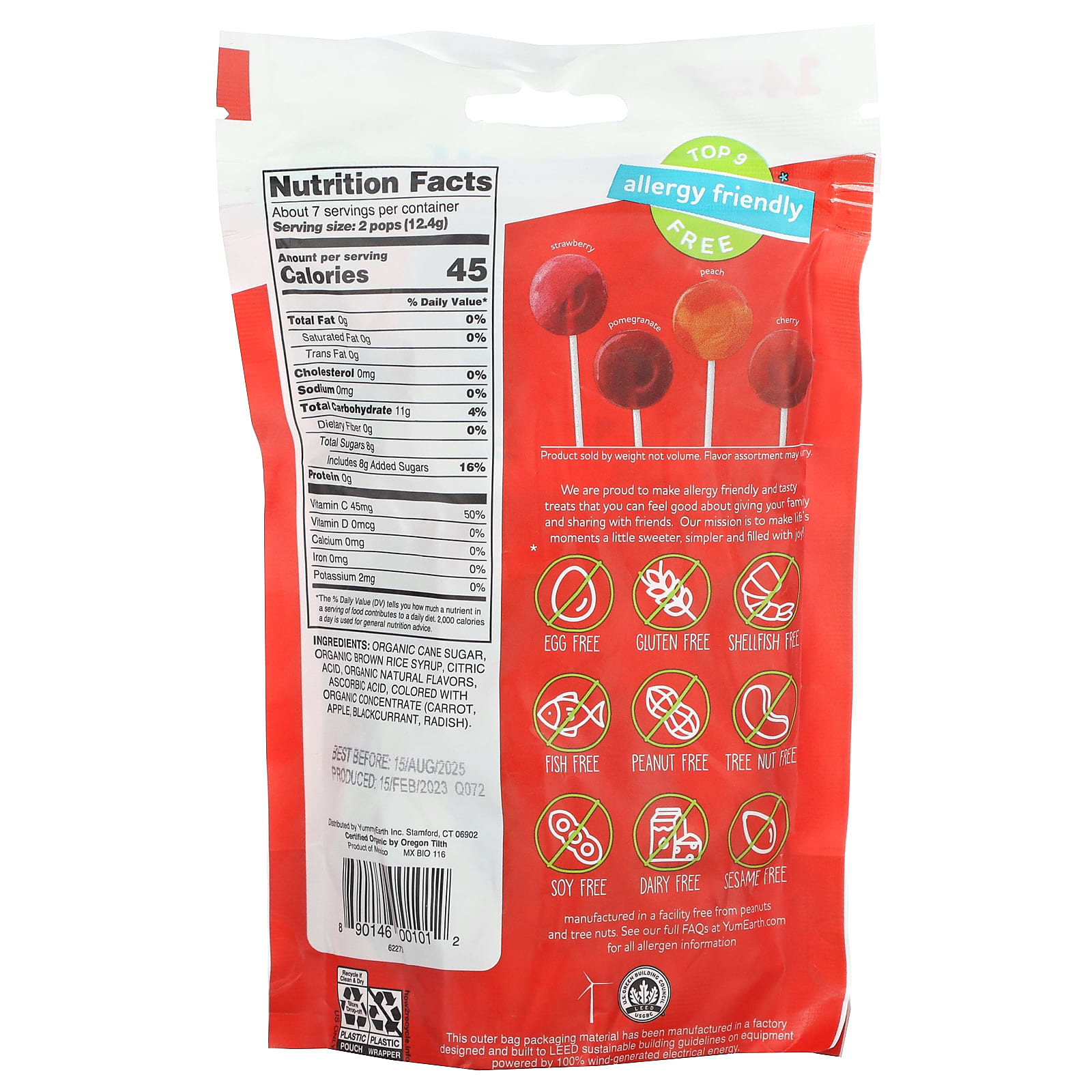 YumEarth, Organic Pops, Assorted, 14 Individually Wrapped Pops, 3.1 oz ...