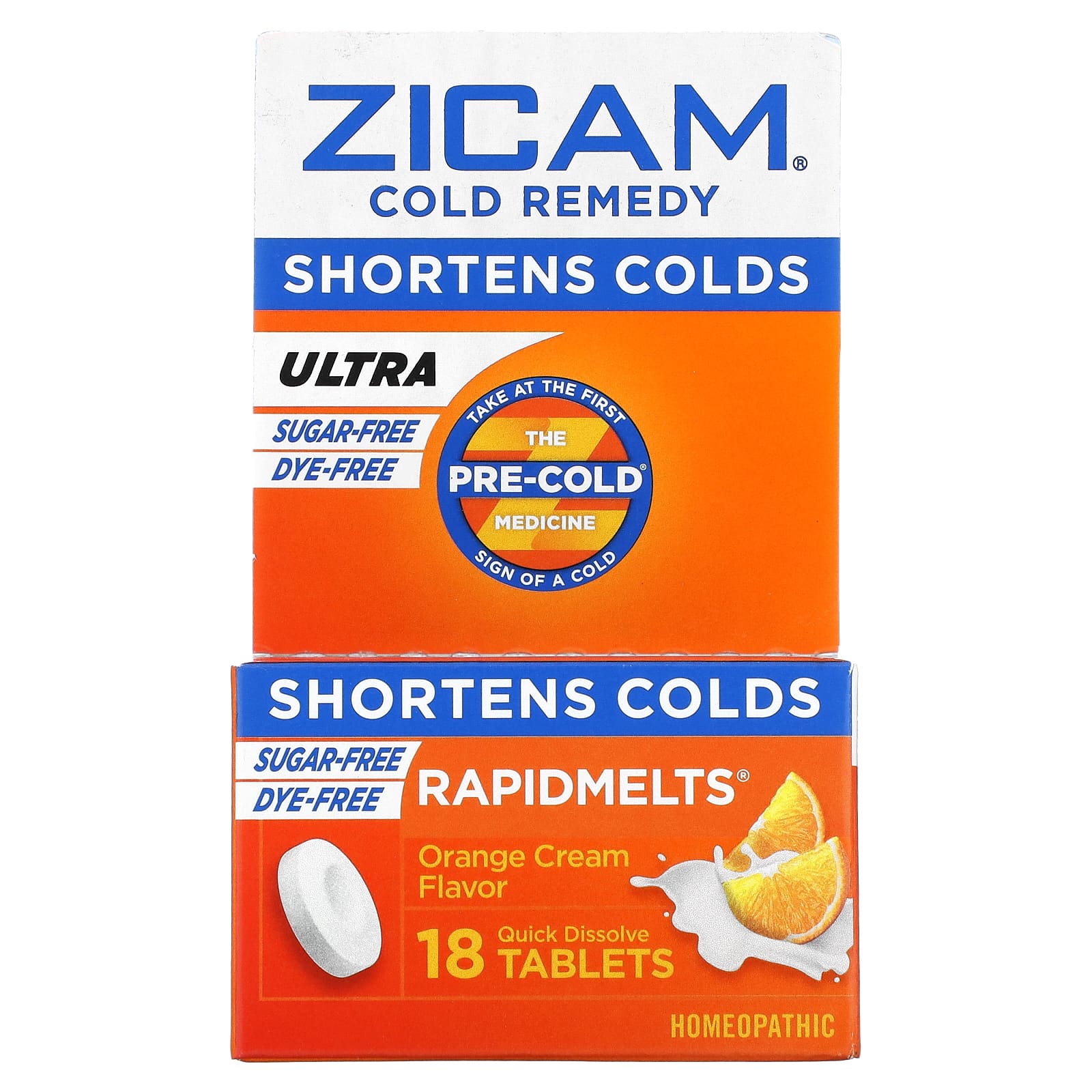 Zicam, Ultra Cold Remedy, RapidMelts, Orange Cream, 18 Quick Dissolve ...