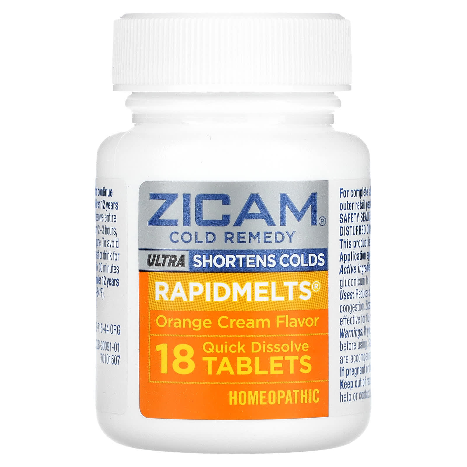 Zicam, Ultra Cold Remedy, RapidMelts, Orange Cream, 18 Quick Dissolve ...