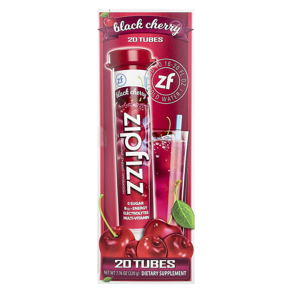 Zipfizz, Energy Drink Mix, Black Cherry, 20 Tubes, 0.39 oz (11 g) Each