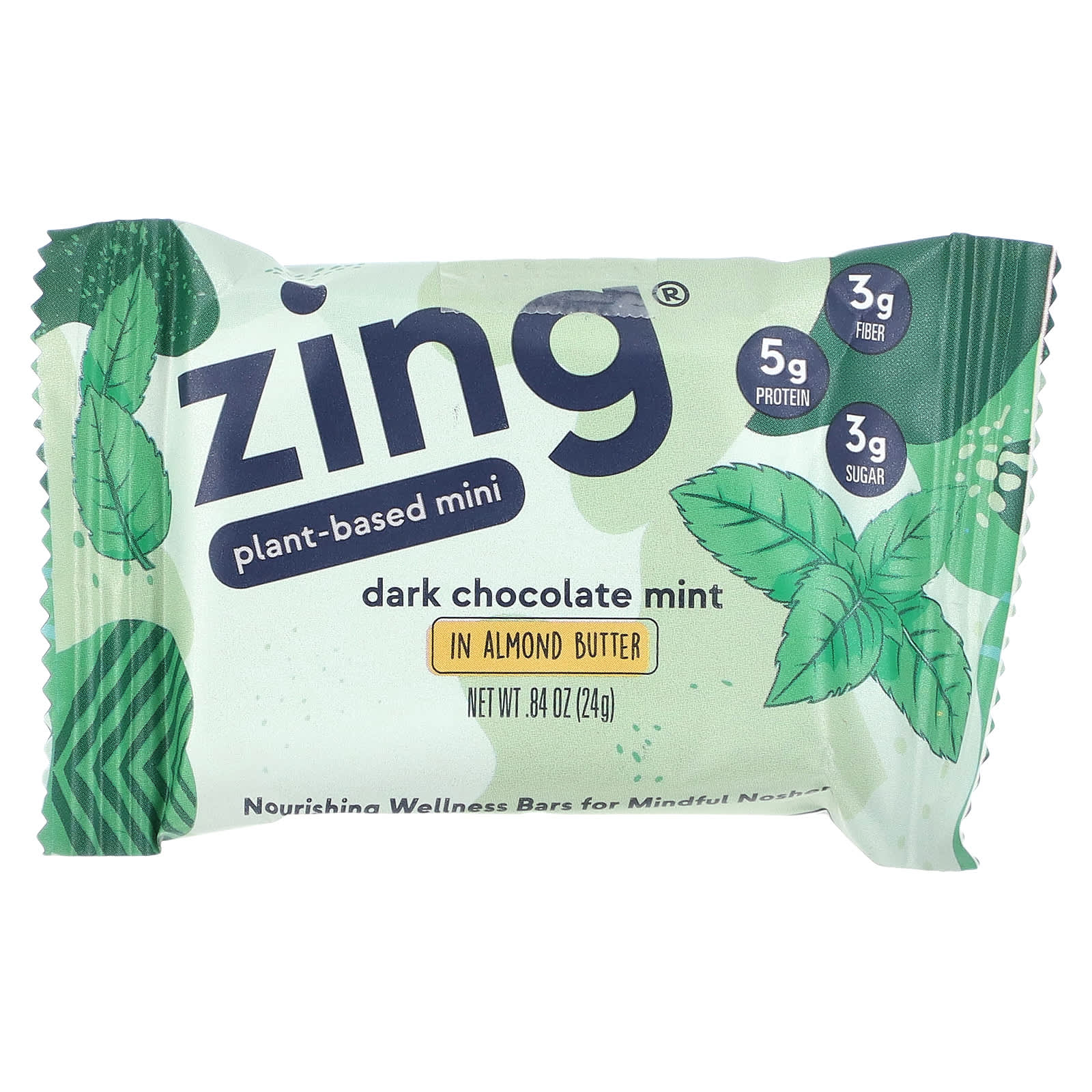 Zing Bars, Plant-Based Mini Bar, Dark Chocolate Mint in Almond Butter ...