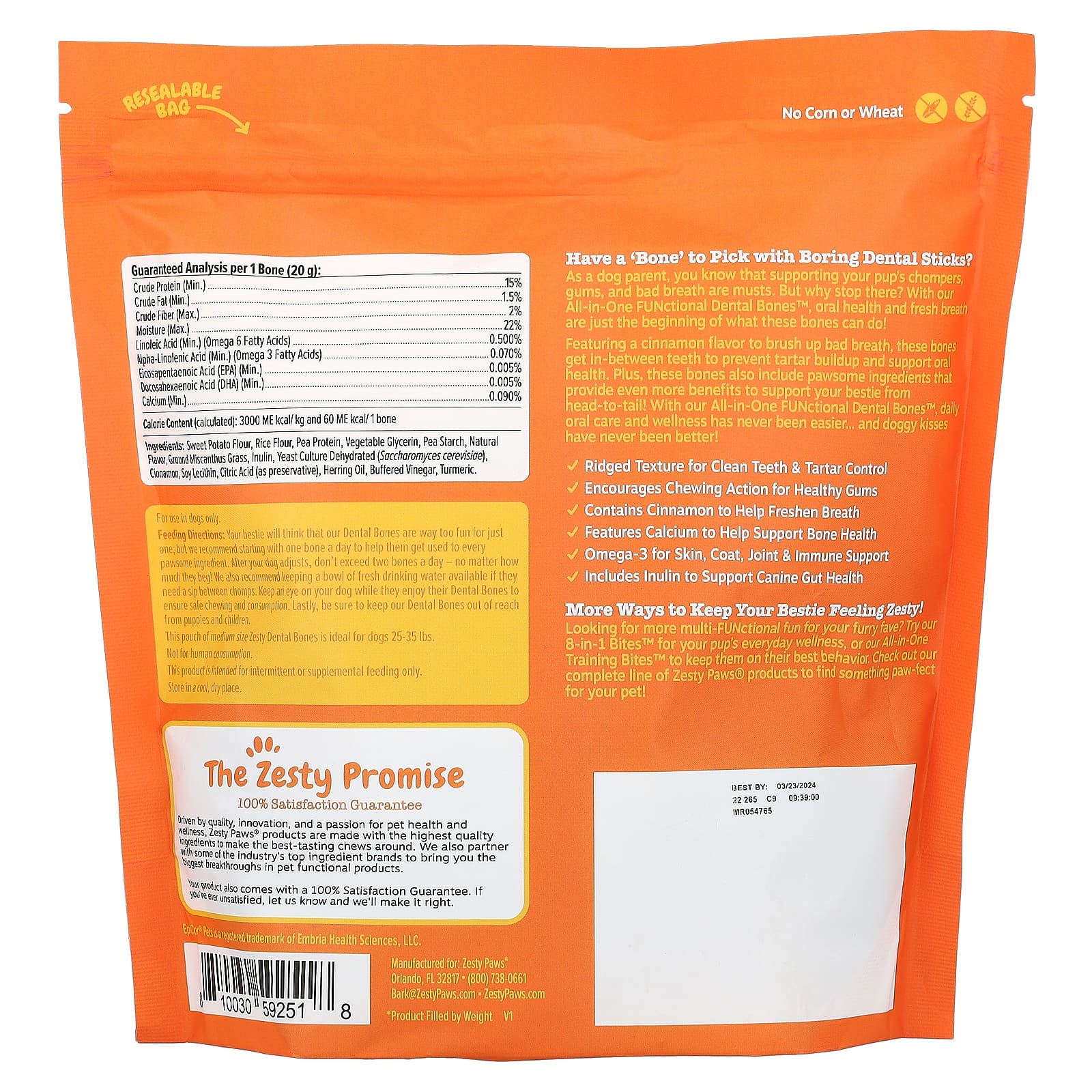 Zesty Paws, All-in-One Functional Dental Bones, For Dogs, All Ages ...